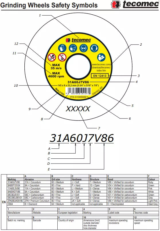 Tecomec OEM Grinding Wheel 1/8" Chainsaw Chain "Ruby Red" replaces OR5 ...