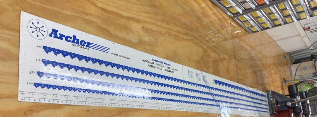 ARCHER BENCH CHAINSAW CHAIN MEASURING CHART SCALE DRIVE LINK COUNTER ...