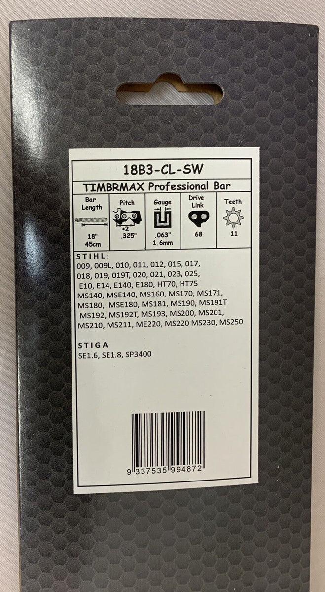 18" Guide Bar Archer .325-063-68 MS200 MS210, MS250, replaces Stihl 18 ...